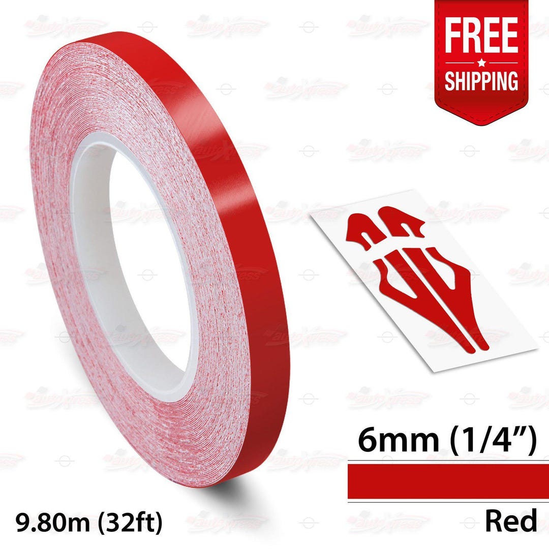 RED 1/4" 6mm Roll Pin Stripe Car Pinstriping Styling Trim Adhesive Line ...