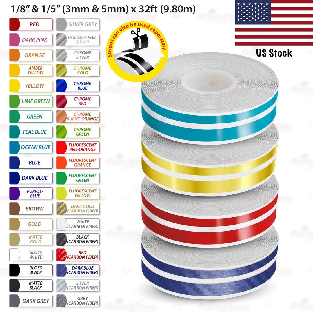 9/16" Double Pinstripes Car Model Bike Coach Streamline DIY Styling ...