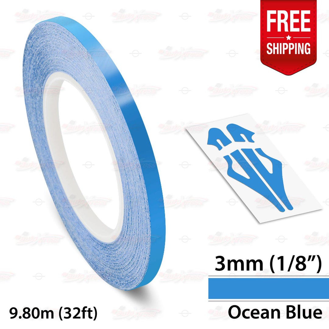 OCEAN BLUE 1/8" 3mm Roll Pin Stripe Car Pinstriping Styling Trim ...