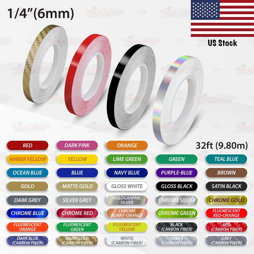 1/4" 6mm Pinstriping Pin Stripe Tape Outline Decoration Decals Vinyl ...