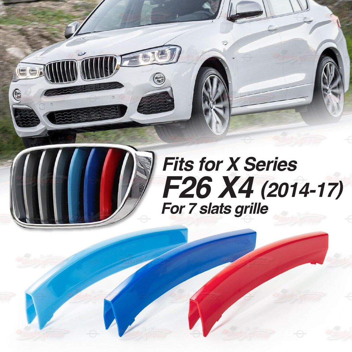 Performance 7 SLATS Kidney Grille 3 Color Cover Clips for BMW X4 X ...