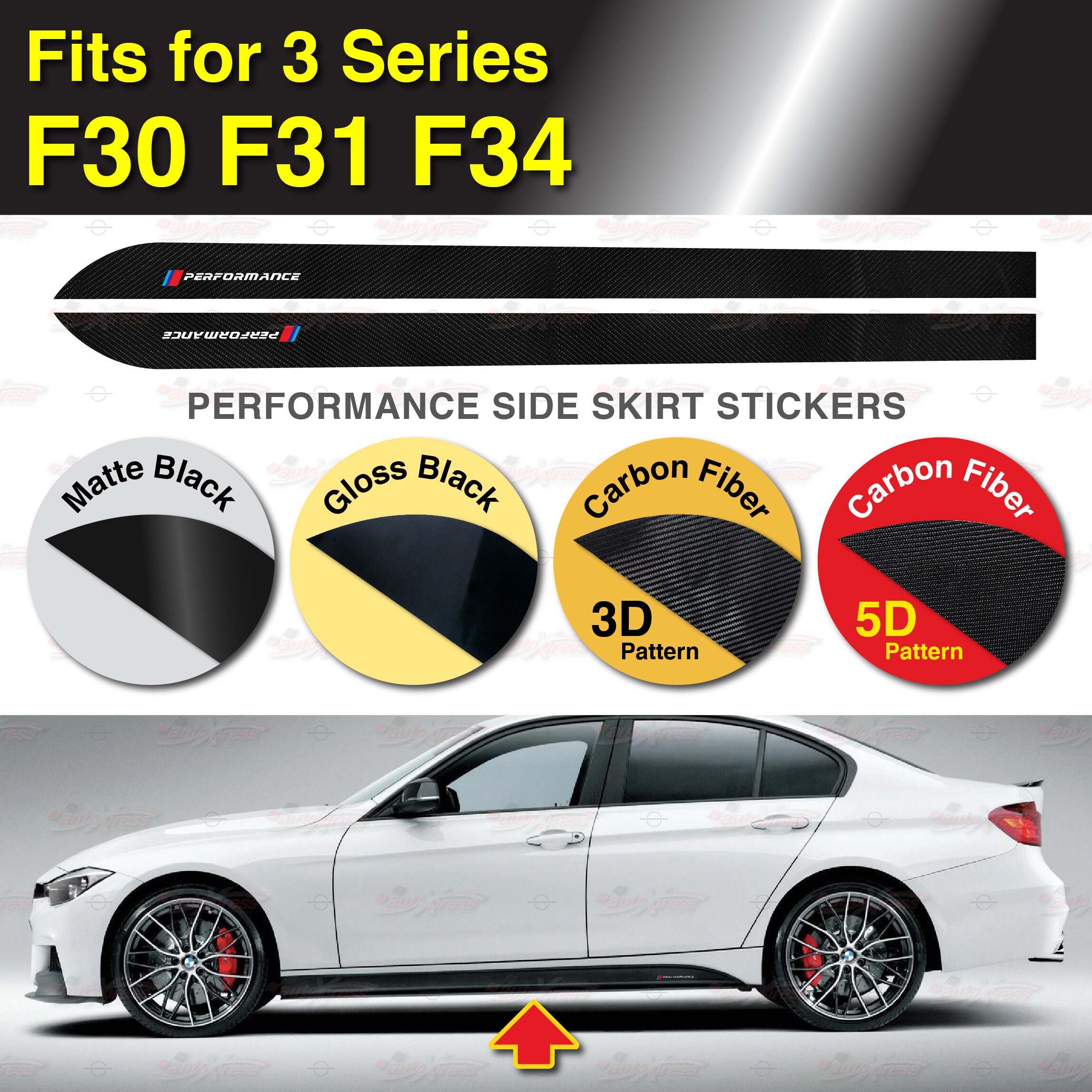 Performance Side Skirt Decals Racing Stripes DIY Selected Finish Vinyl ...