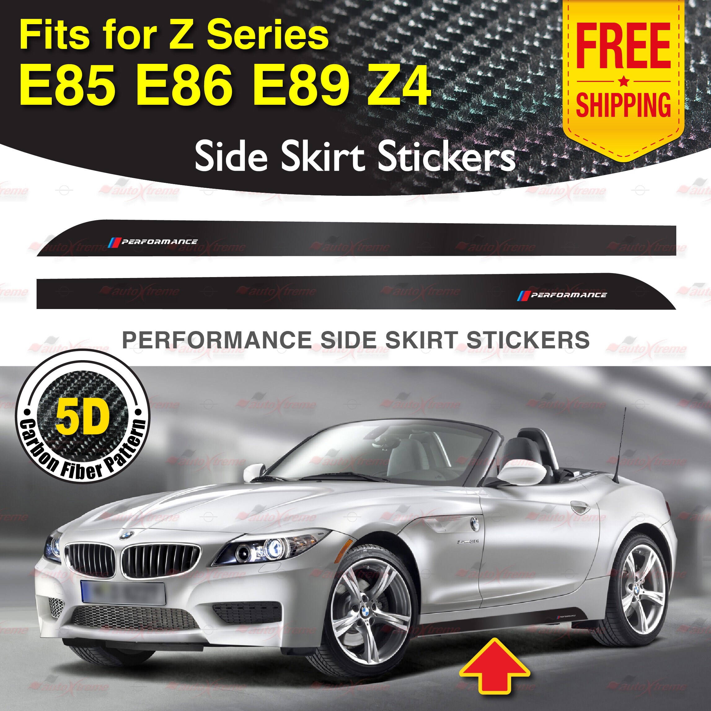 Performance Sport Side Skirt Stripes 5D CARBON PATTERN Vinyl Decals ...