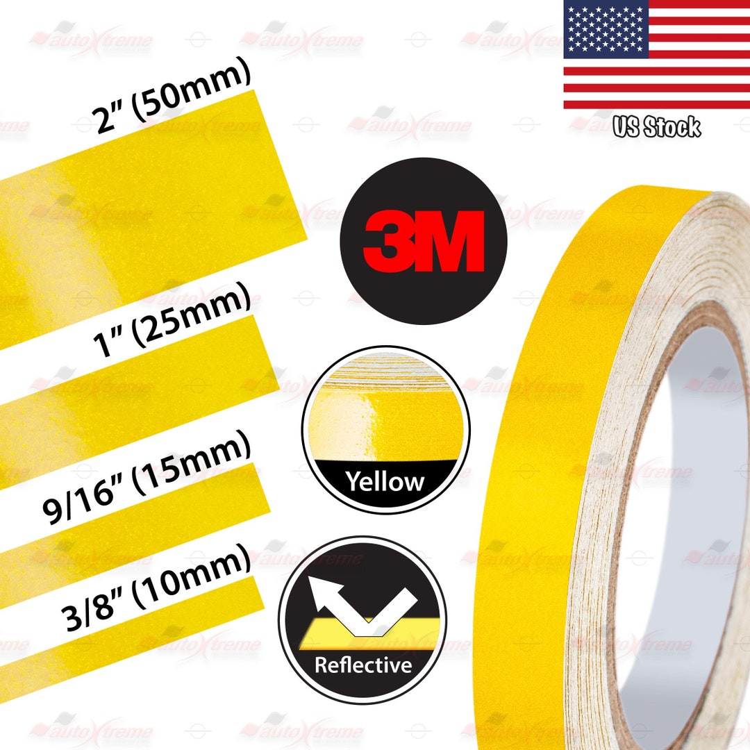 3M YELLOW Road Safety REFLECTIVE Adhesive Tapes Water Resistant Stripes ...