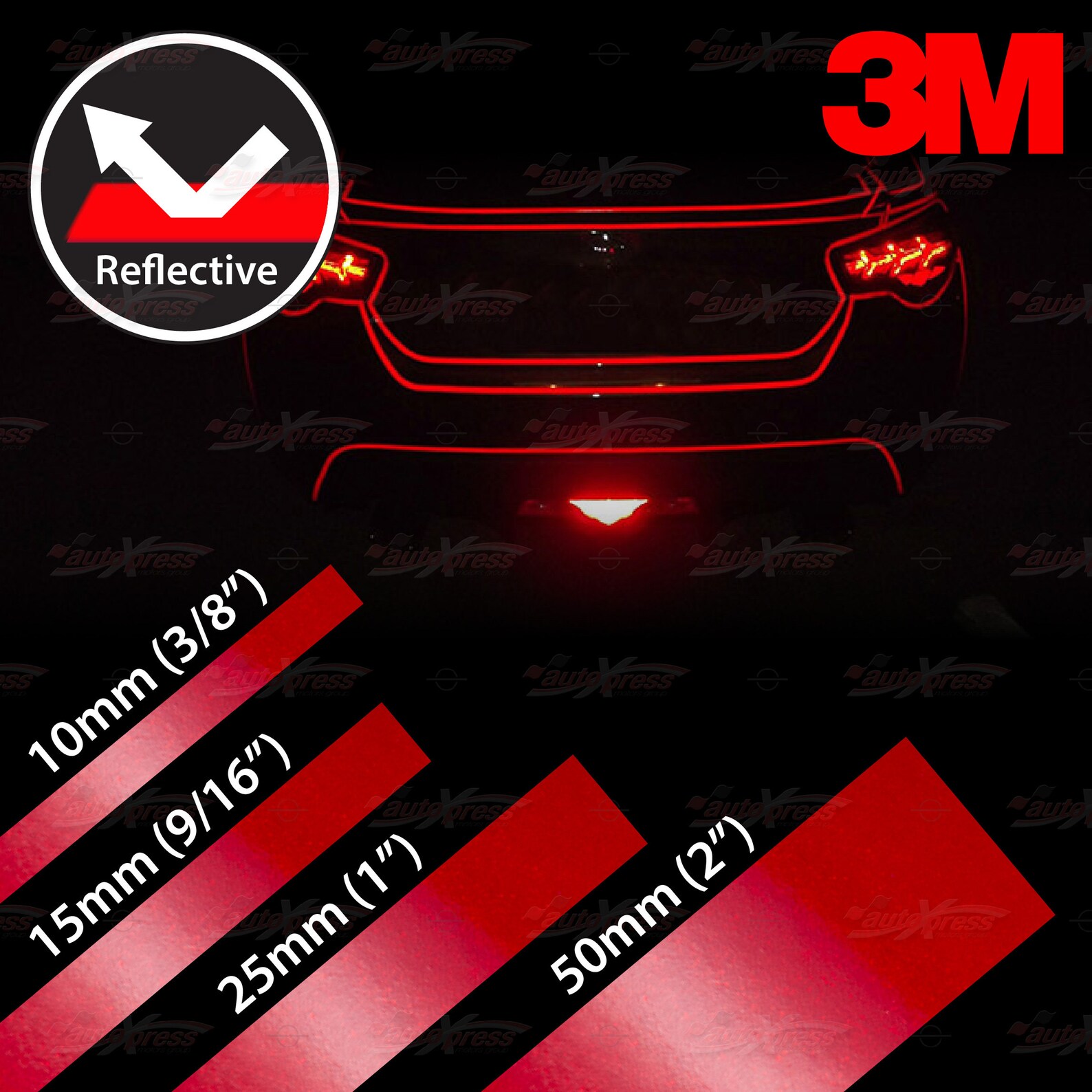 3/8 9/16 1 2 High Visibility Waterproof 3M REFLECTIVE Self-adhesive ...