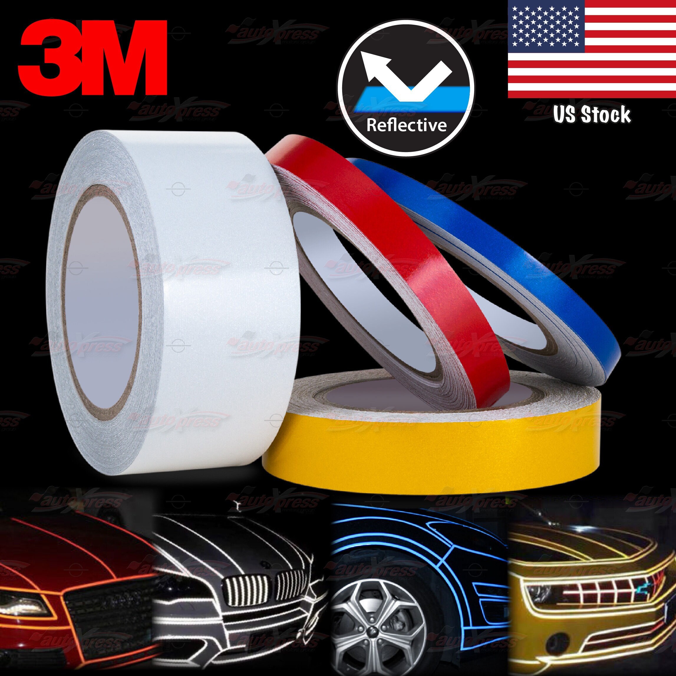 3/8" 9/16" 1" 2" High Visibility Waterproof 3M REFLECTIVE Self-adhesive ...