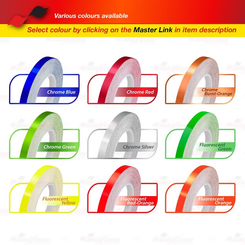 FLUORESCENT ORANGE 1/4" 0.25" 6mm Pin Stripe Wheel Rim Single Solid ...