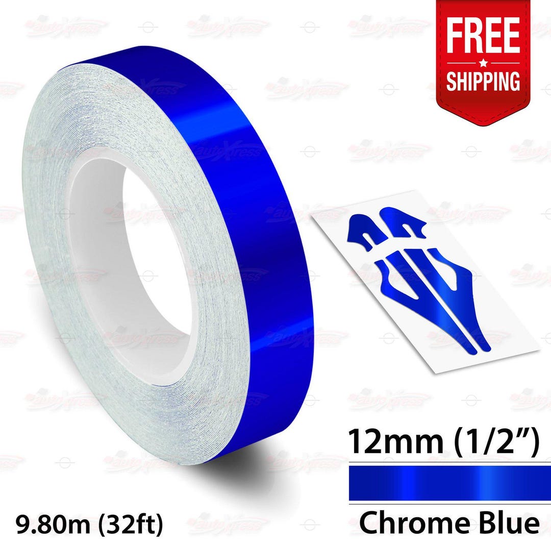 CHROME BLUE 1/2" 12mm Roll Pin Stripe Car Pinstriping Styling Trim ...