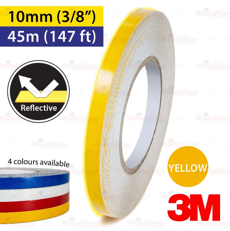 3M YELLOW Road Safety REFLECTIVE Adhesive Tapes Water Resistant Stripes ...