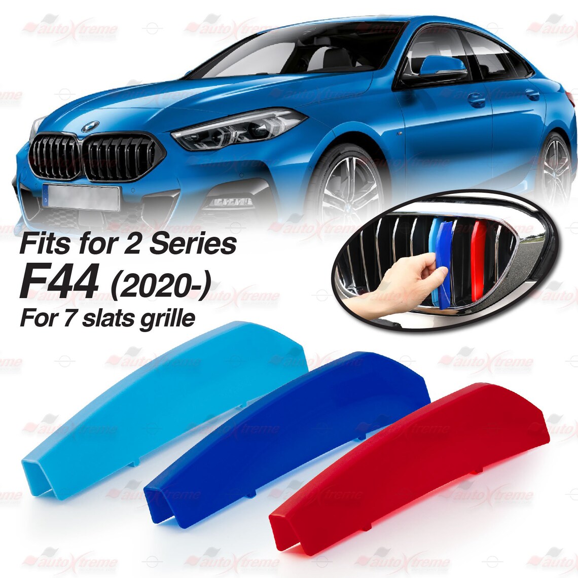Tri-color 7 BARS Kidney Grille Front Cover Insert Clips Fits BMW 2 ...
