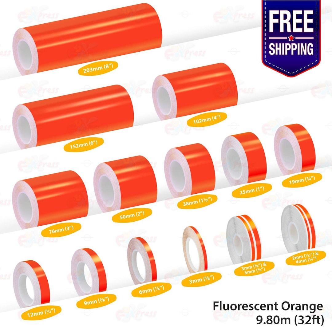 BRIGHT ORANGE Roll Pin Stripe Car Pinstriping Styling Trim Adhesive ...