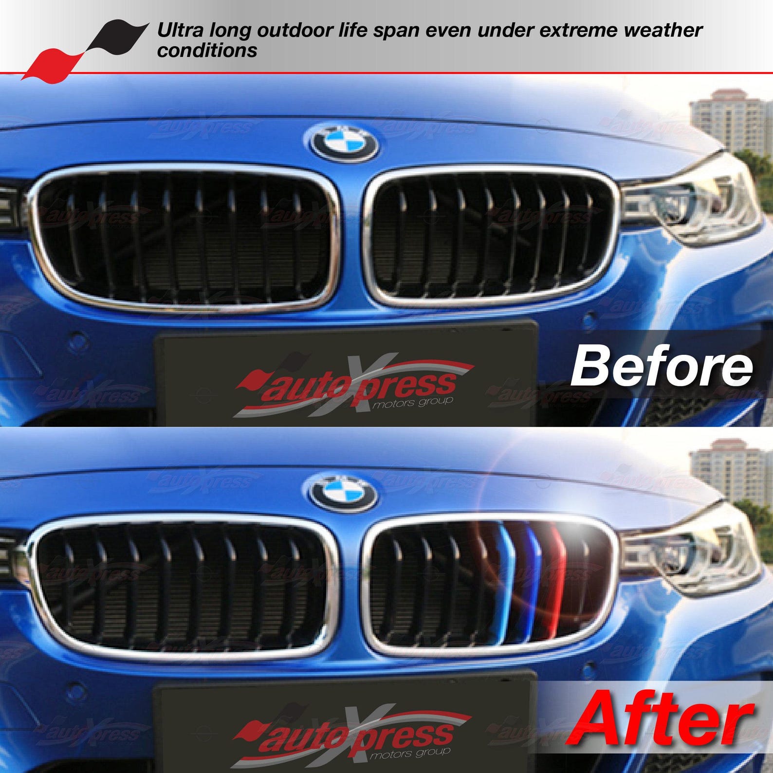 M-sport 7 Slats Kidney Grill Grille 3 Color Cover Clips for BMW X3 X ...