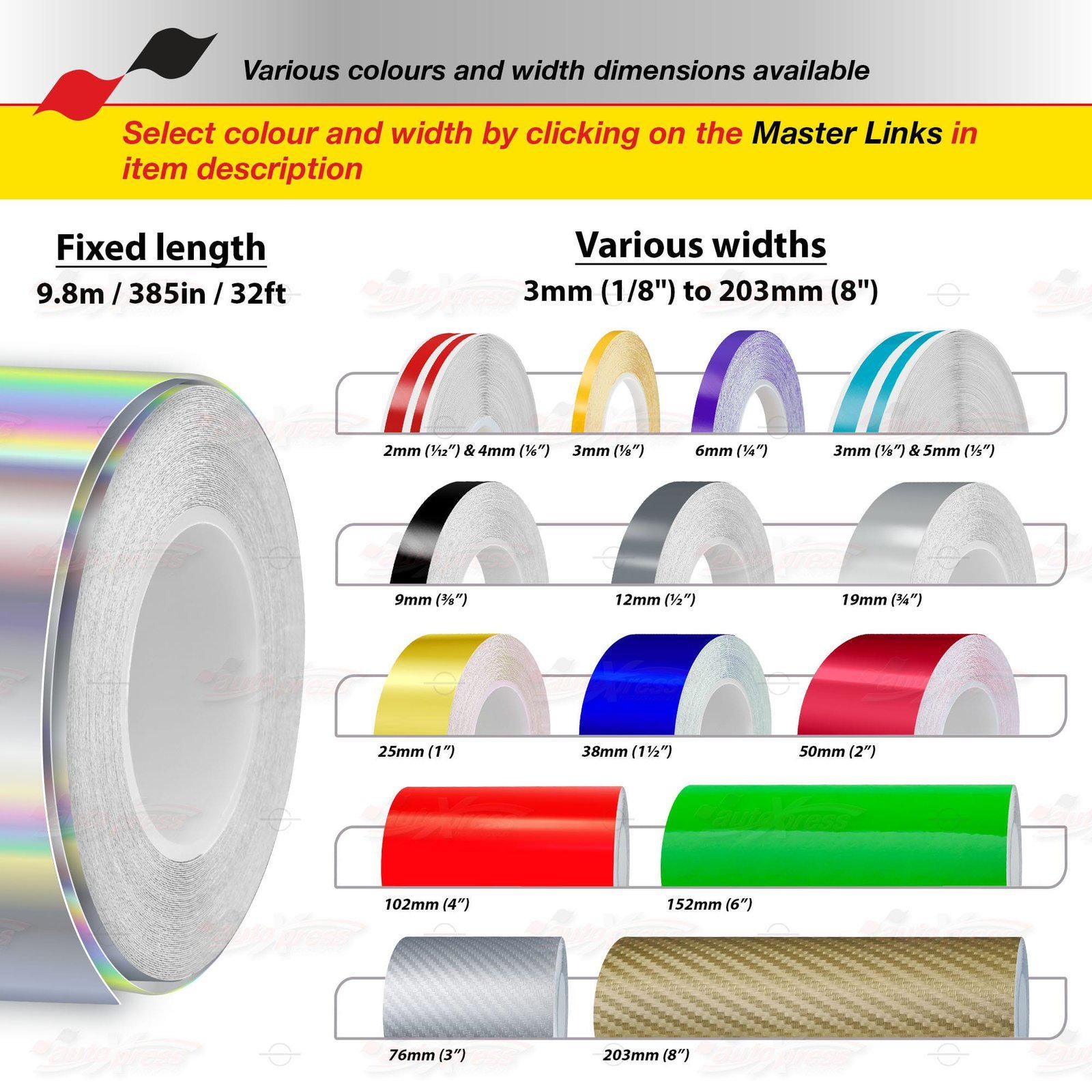 3" Roll Vinyl Pinstriping Pin Stripe Outline Car Motorcycle Bike Tape ...
