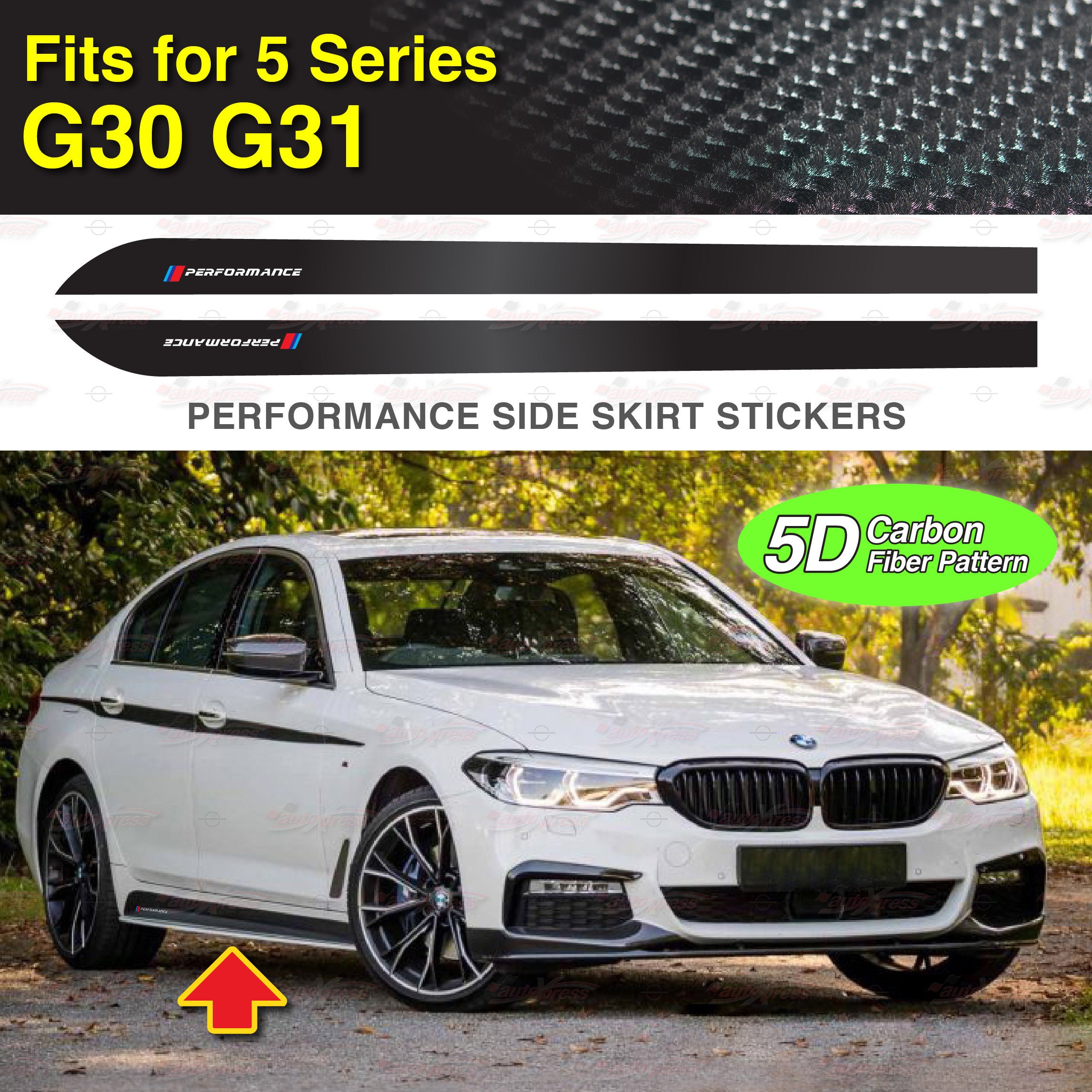 Performance Side Skirt Stickers 5D CARBON PATTERN Vinyl Styling ...