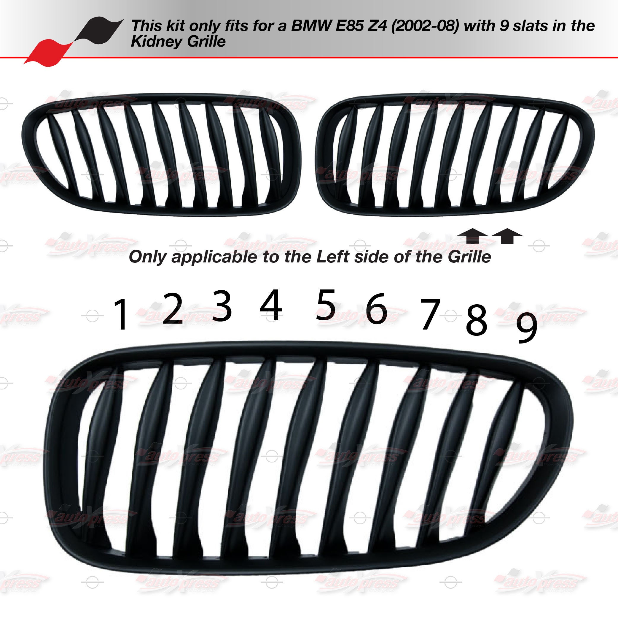 Performance 9 SLATS Kidney Grille 3 Color Cover Clips for BMW Z Series ...