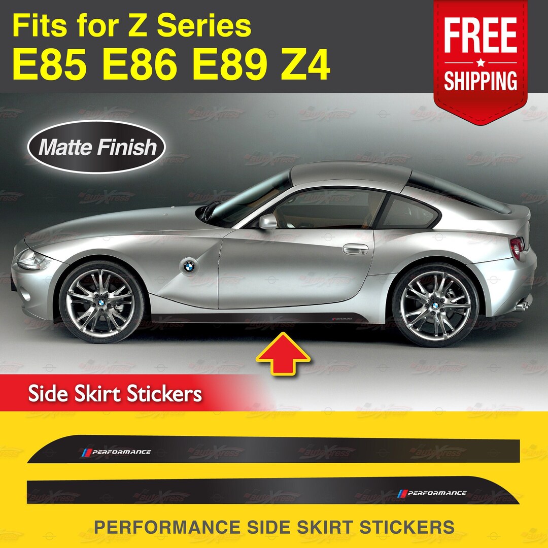 Performance Side Skirt Decals Racing Stripes MATTE BLACK Finish Vinyl ...