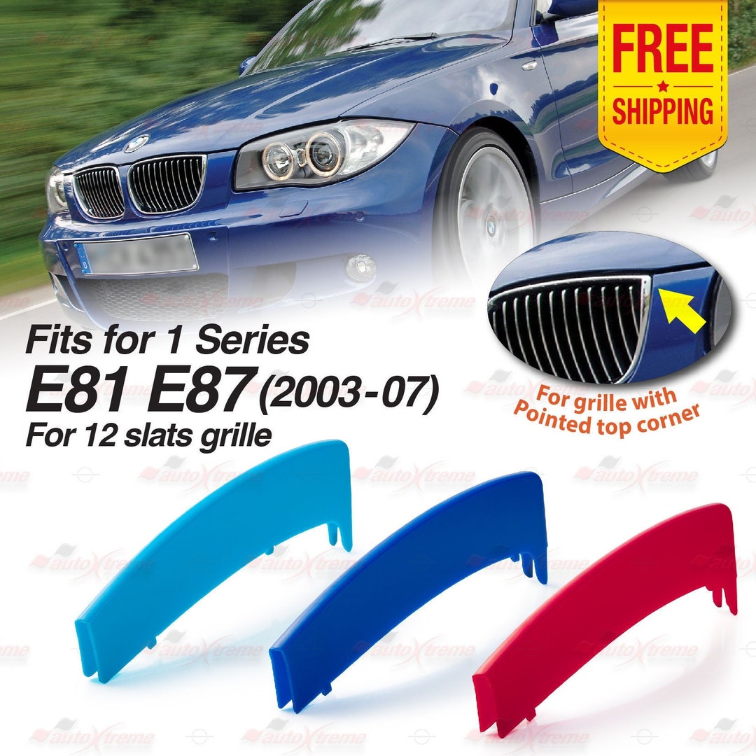 Tri-color 12 Bars Front Kidney Grille Sports Trim Cover Clips for BMW 1 ...