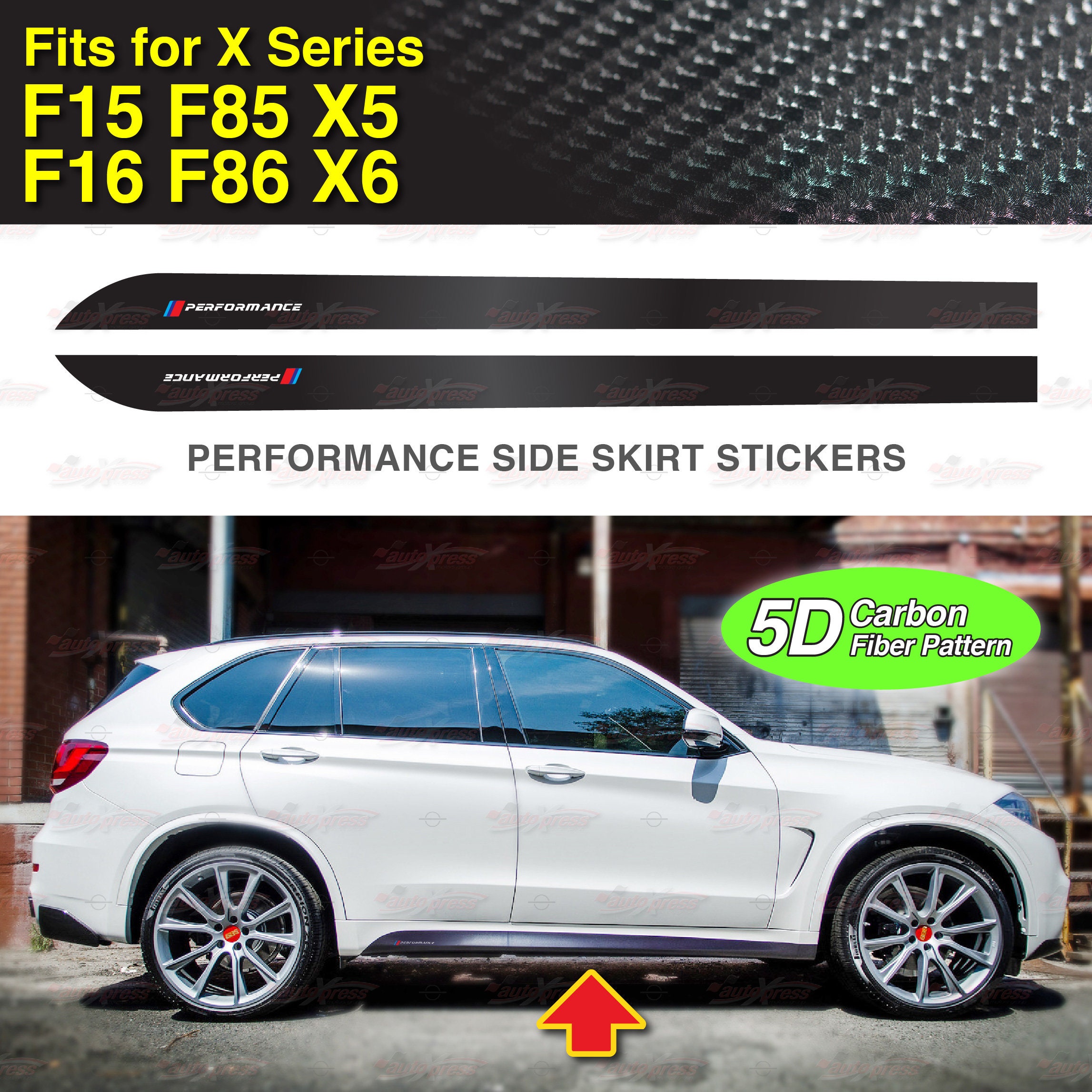 Performance Side Skirt Decals Racing Stripes 5D CARBON PATTERN - Etsy