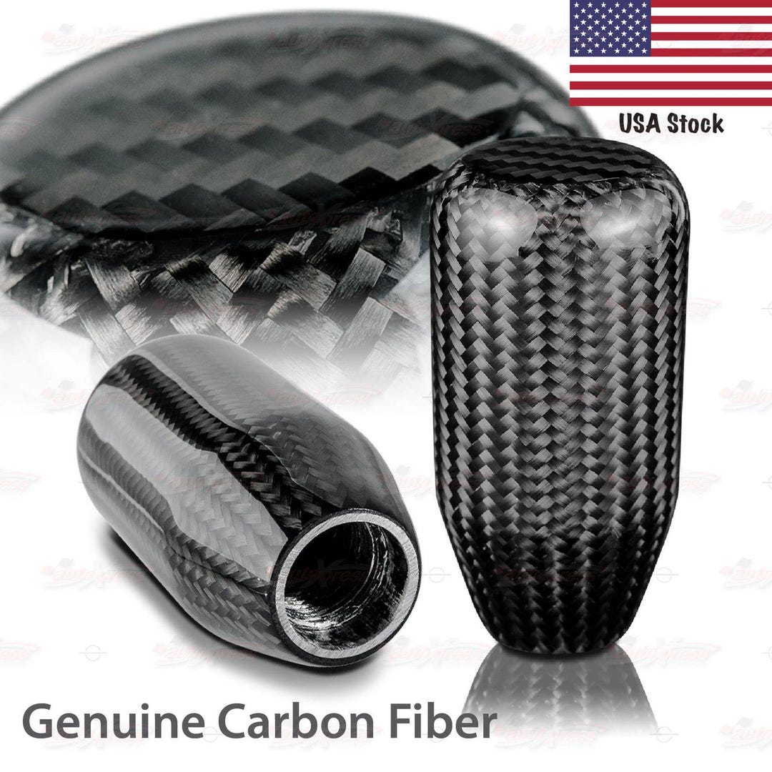 Carbon Fiber Black Cylindrical Shape Sports Gear Shift Knob Including 3 ...