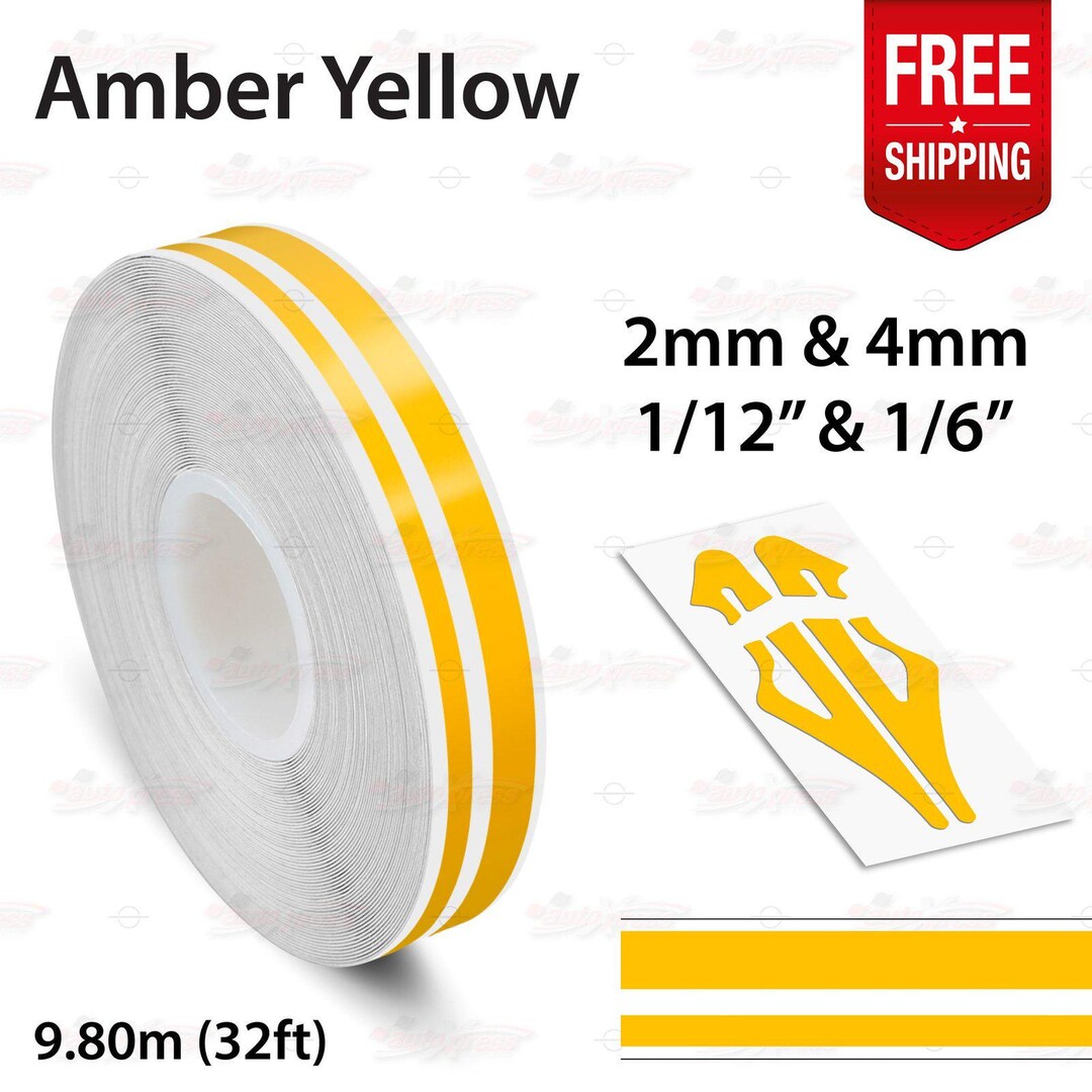 DARK YELLOW 1/2" 12mm Double Stripes Car Pinstriping Styling Trim ...