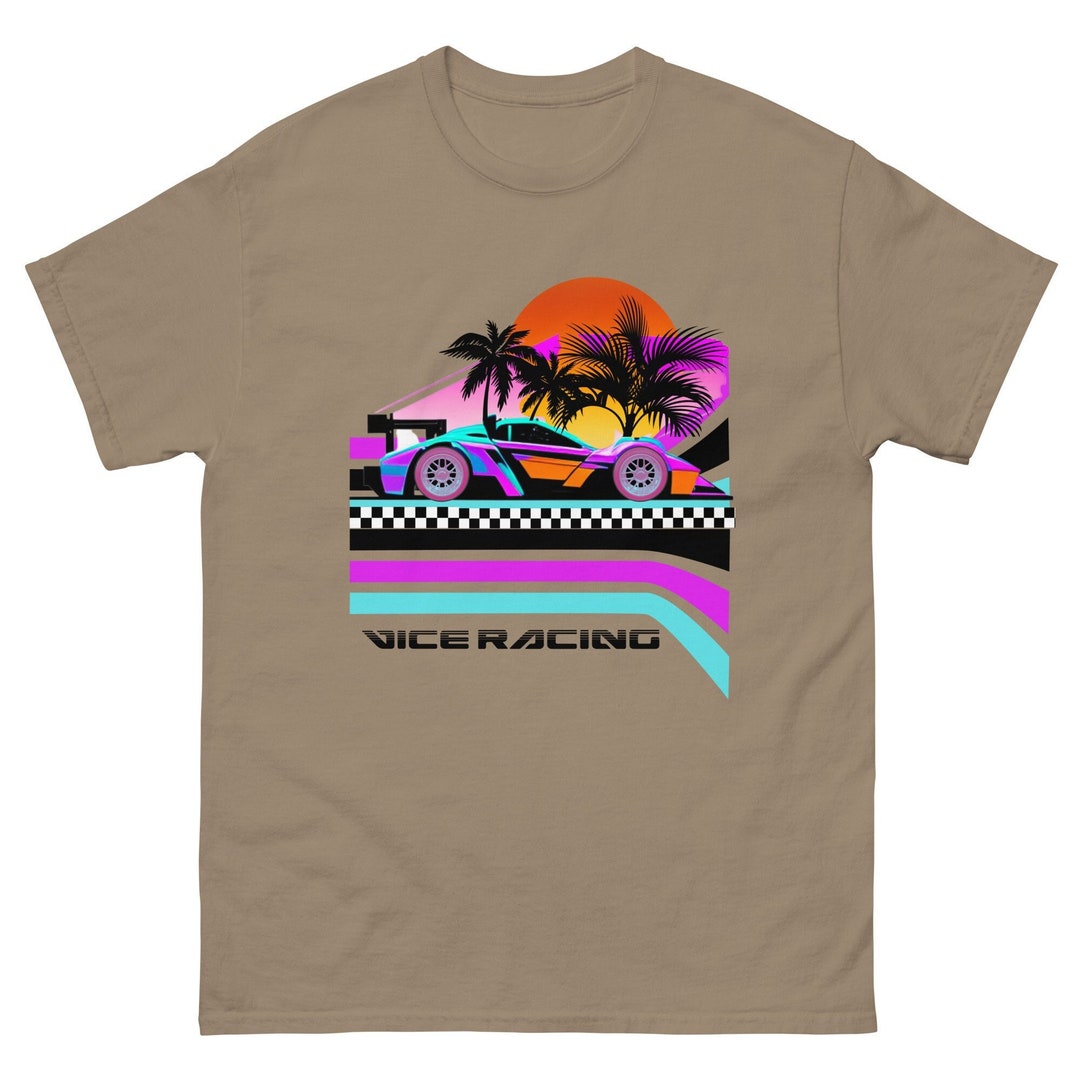 Ocean Drive Neon Supercar Artwork T-shirt - Etsy