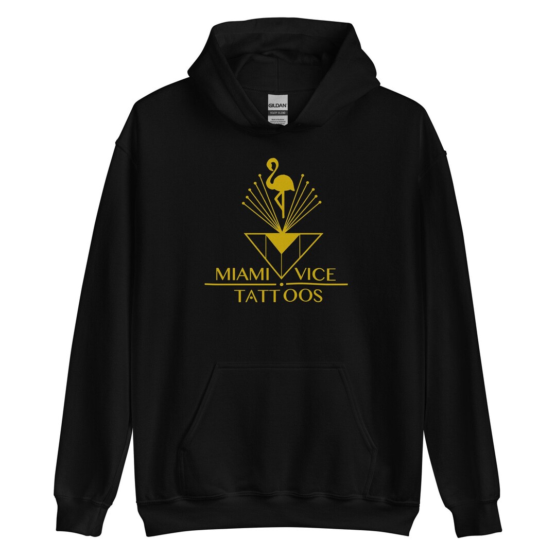 Miami Vice Tattoo Flamingo Hoodie - Etsy