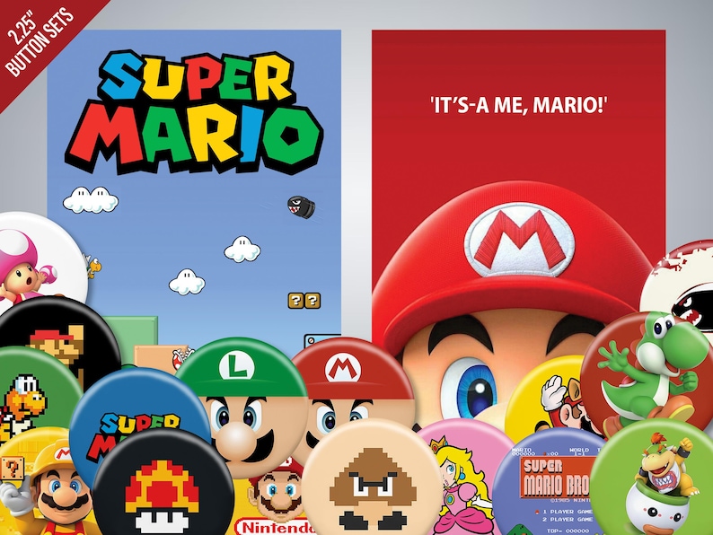 Super Mario & Friends Pin-back Buttons: A Retro Power-up for Your ...