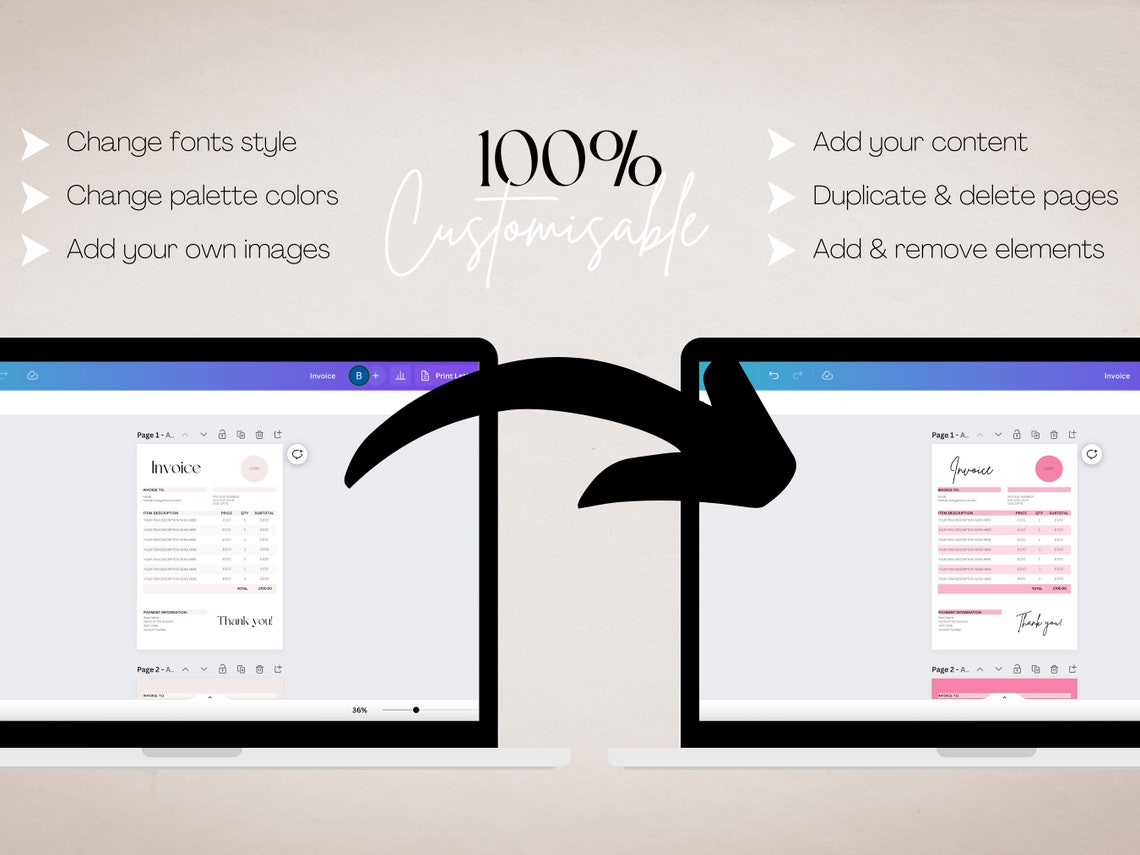 Virtual Assistant Canva Invoice Templates 3 Canva Invoice - Etsy