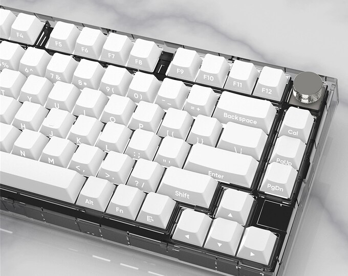 White Ice Crystal Keycaps Set, Backlit Whit Keycap, Cool 117key ABS OEM ...