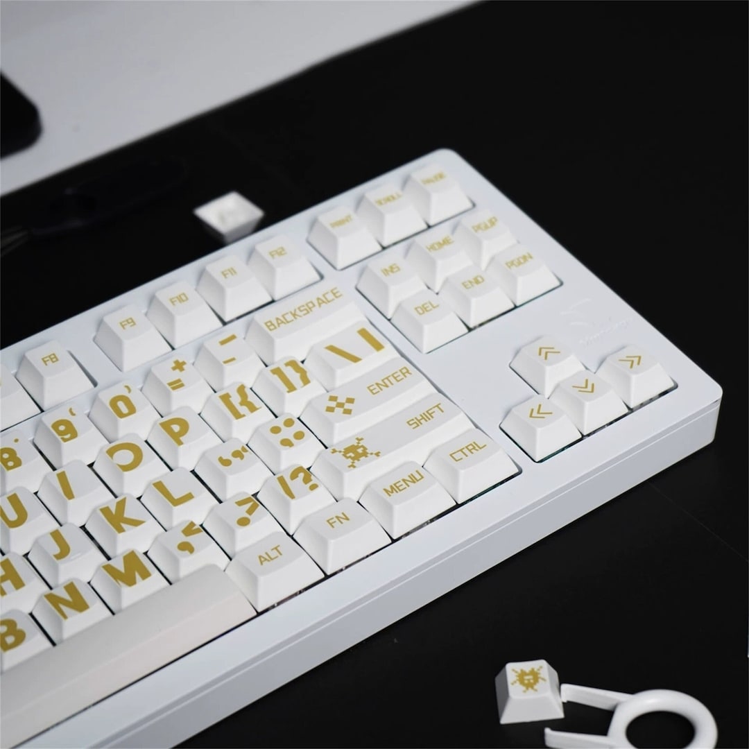 Gold Large Letter Keycap Set-142keys Minimalist White Keycap - Etsy
