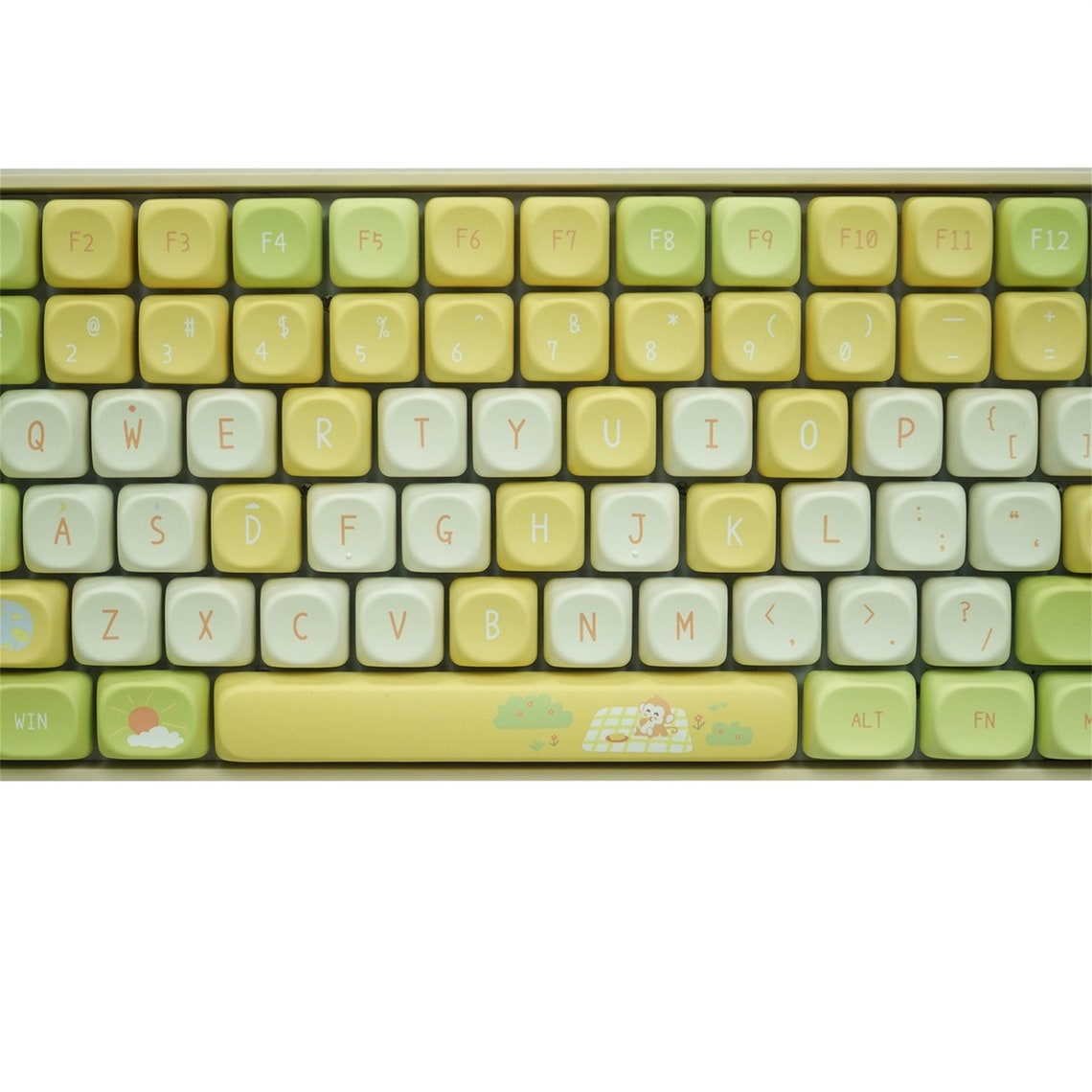 Cartoon Monkey Keycap Set, Light Green and Yellow Keycap Set, MOA ...
