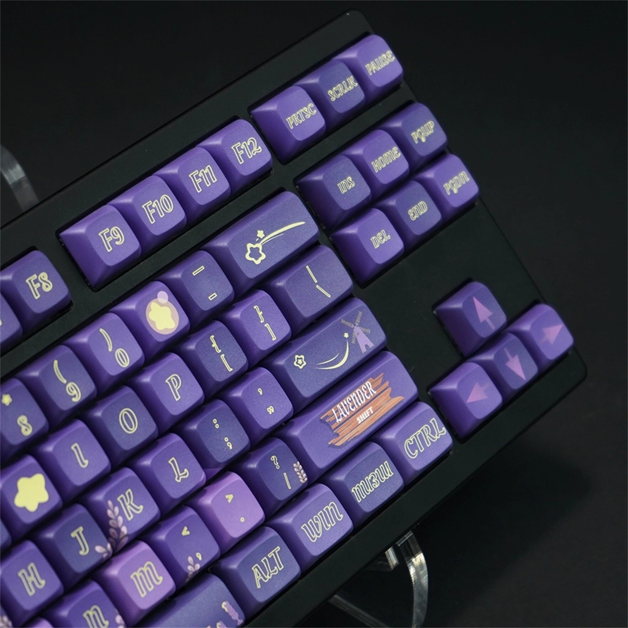 Cute Starry Night Keycap Set-127 Keys, Lavender Color Keycaps Set, Gold ...