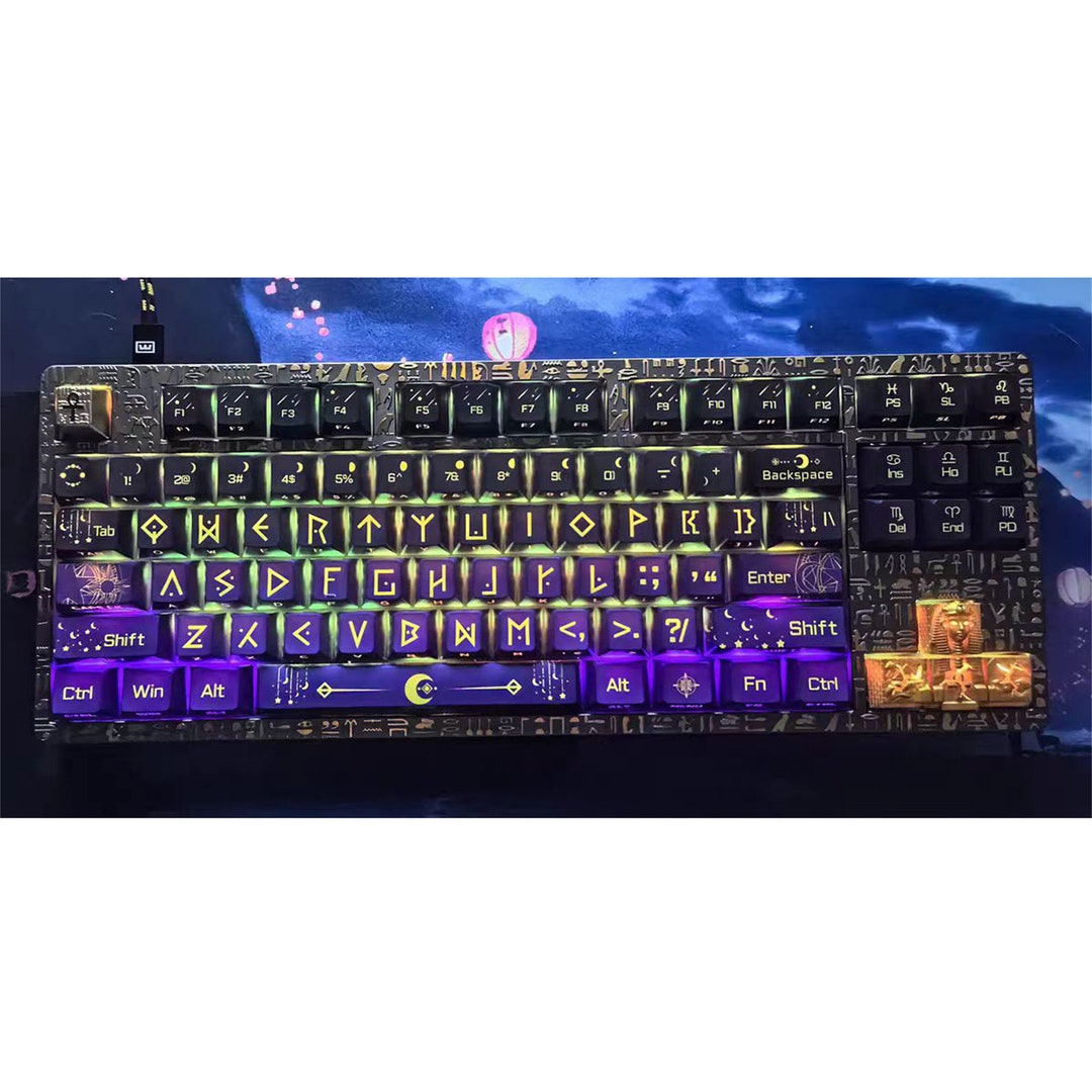 Night Sky Backlight Keycap Set-130 Keys, Dark Black Blue Star Keycap ...