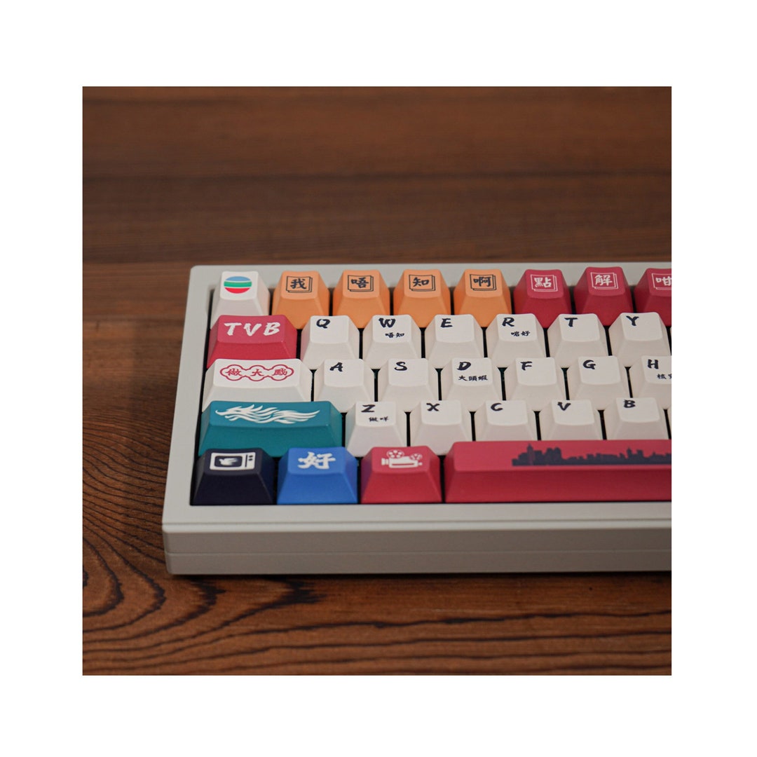 90s Vintage Hongkong Style Keycap Setwhite Keycap Set PBT - Etsy