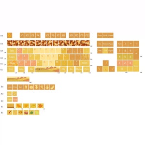 Autumn Maple Leaves Keycap Set-129pcs, Yellow Maple Leaves Keycap Set ...