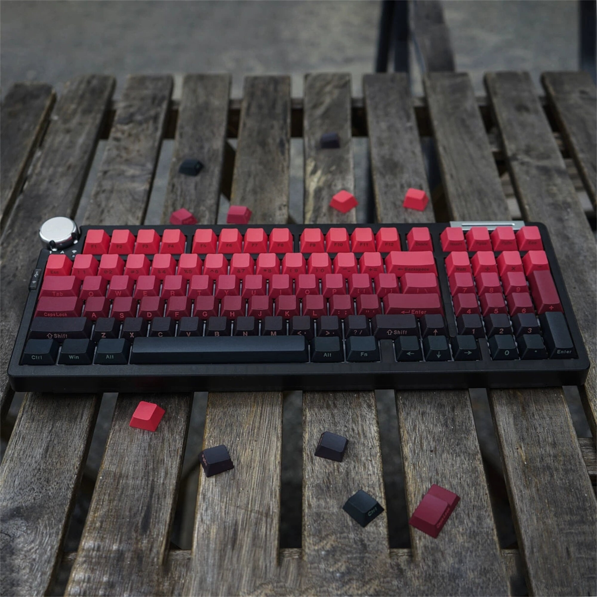 Black Red Gradientkeycap Set-139 Keys Dark Black Red Keycap - Etsy