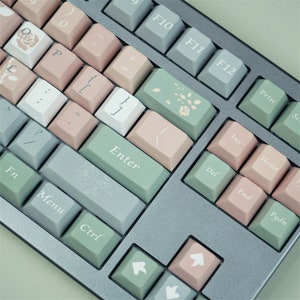 Floral Garden Keycap Set-125 Keys, Rose Series Keycaps Set, Light Pink ...