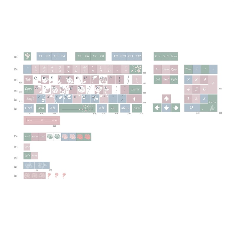 Floral Garden Keycap Set-125 Keys Rose Series Keycaps Set - Etsy