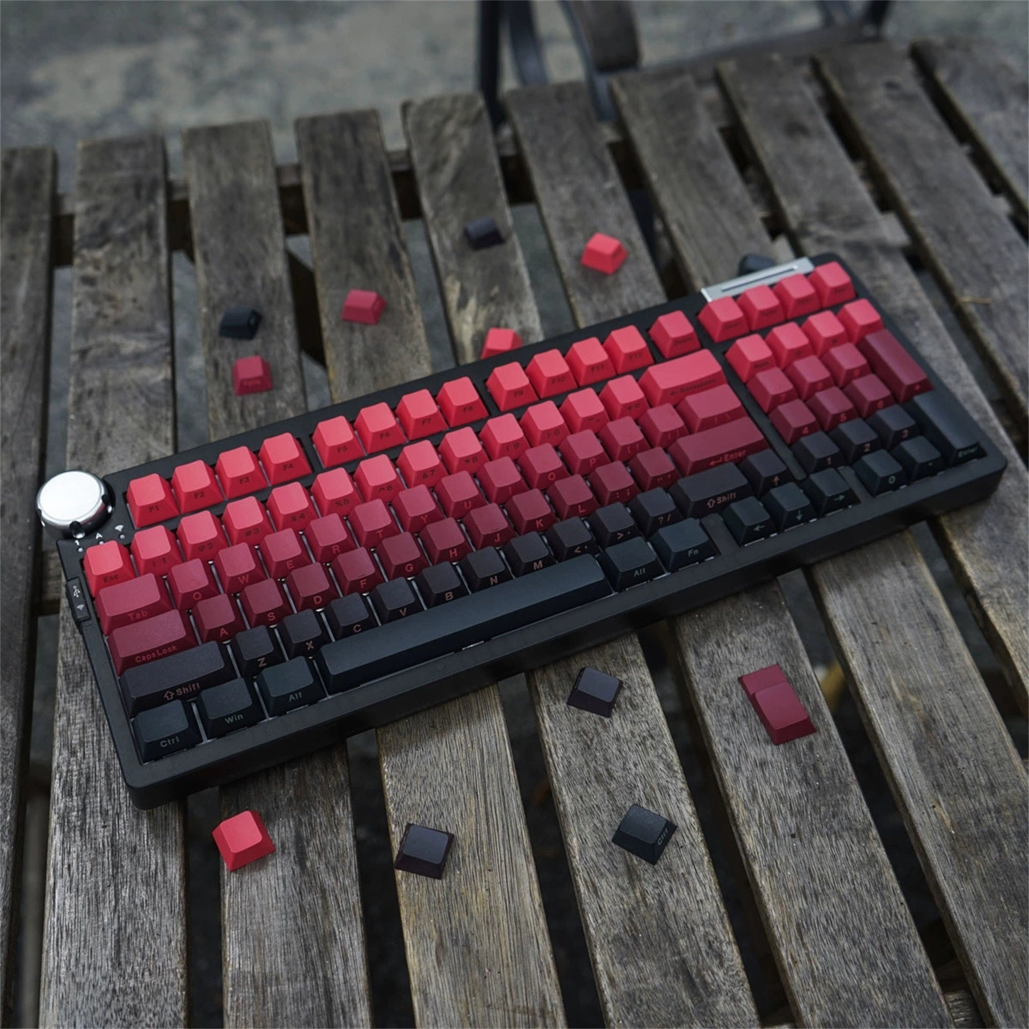 Black Red Gradientkeycap Set-139 Keys Dark Black Red Keycap - Etsy
