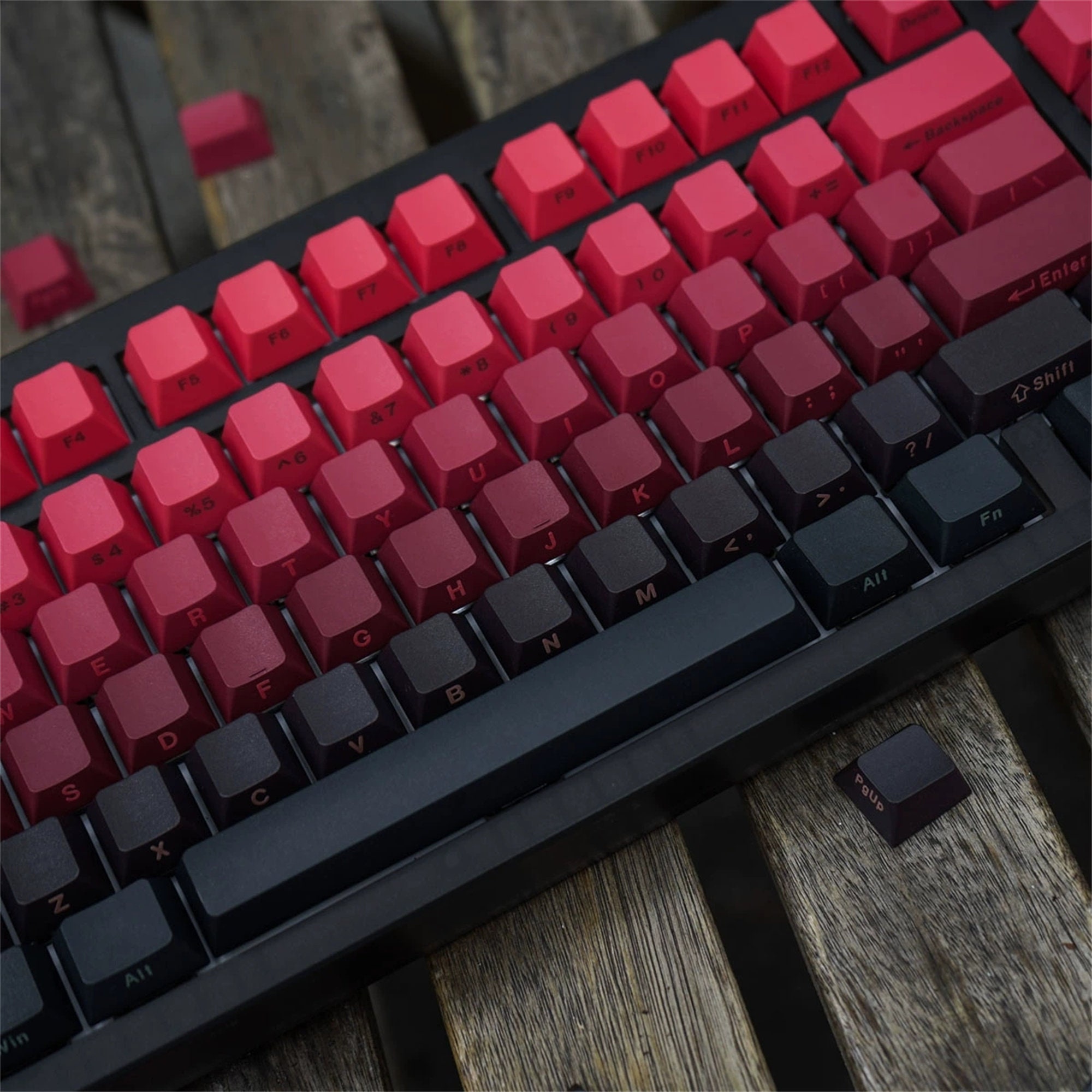 Black Red Gradientkeycap Set-139 Keys Dark Black Red Keycap - Etsy