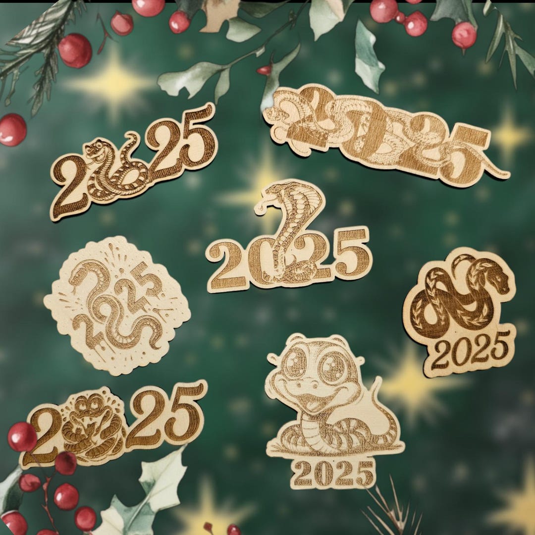 7st Design of 2025 Snakes Year, DIY Laser Cut , Plywood, New Year ...