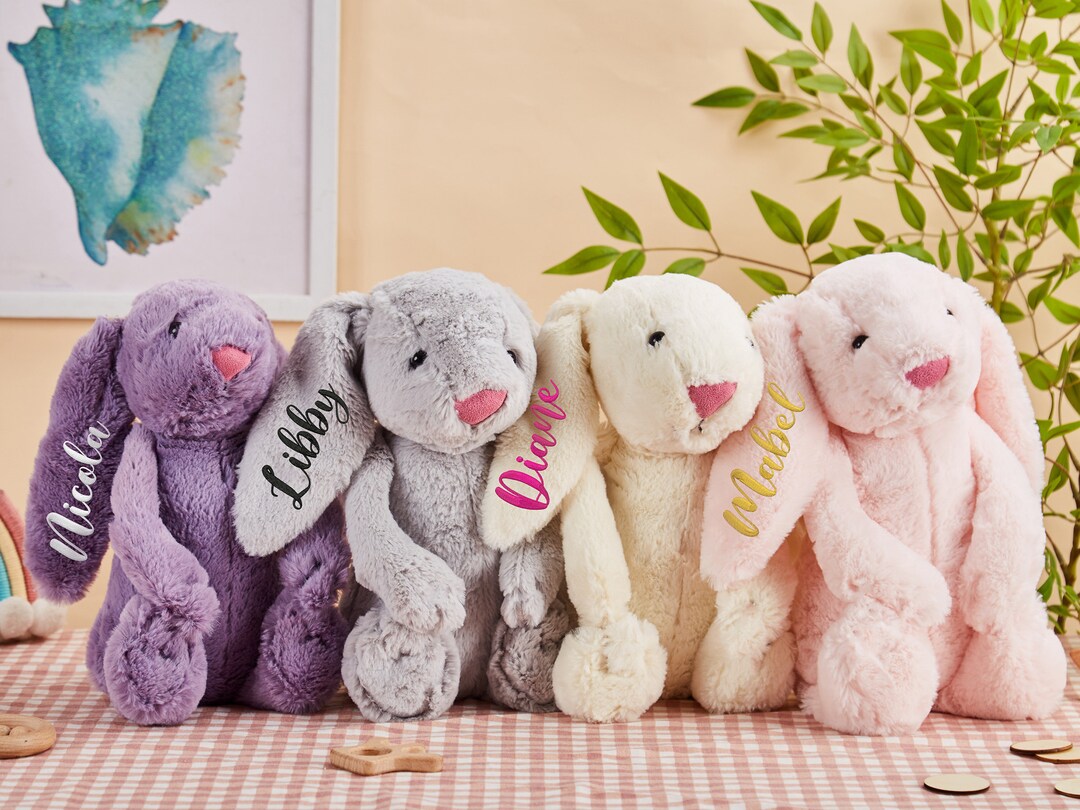 Personalized Gift Embroidered Bunny Rabbit,bunny Soft Toy,fluffy Bunny ...