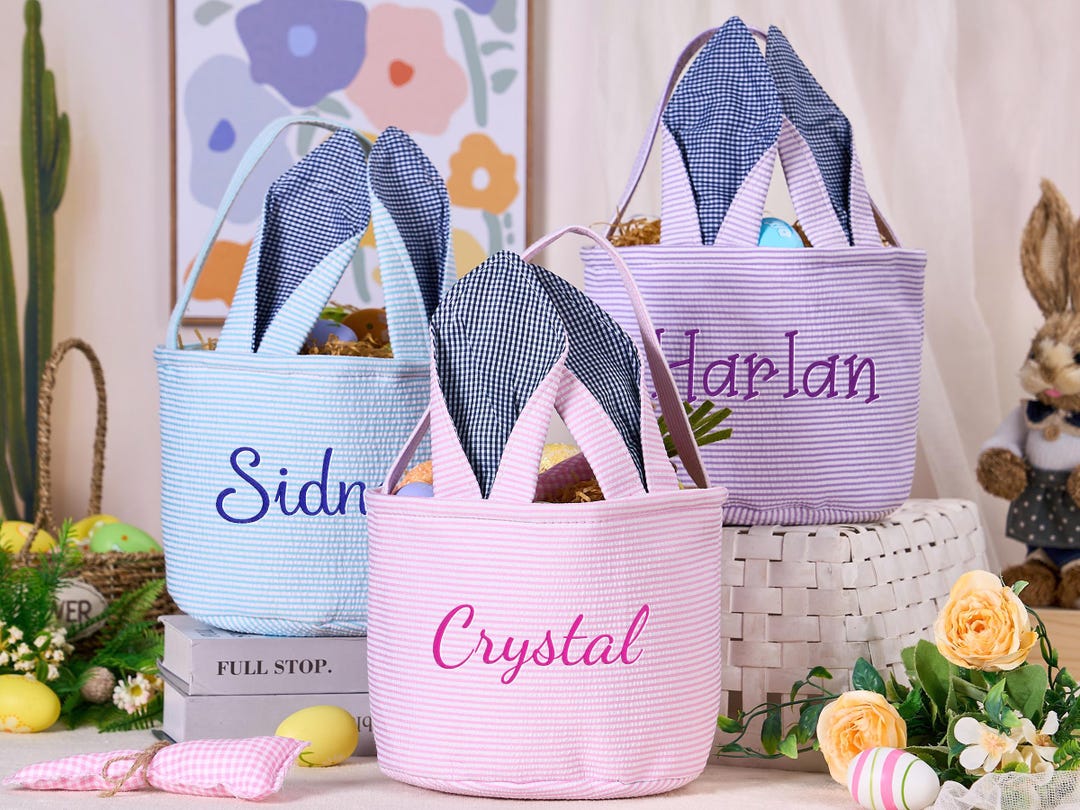 Personalized Easter Basket With Kid Name,custom Easter Bunny Basket ...