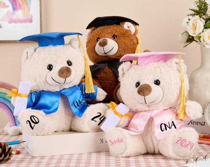 Personalised Graduation Teddy Flower Bouquet, Forever Keepsake, Artificial Flowers ...