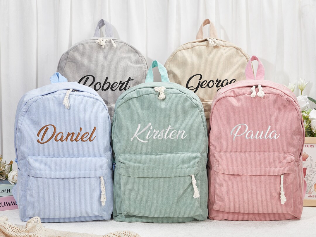 Embroidered Toddler Backpack,custom Kids Backpack,corduroy Backpack ...