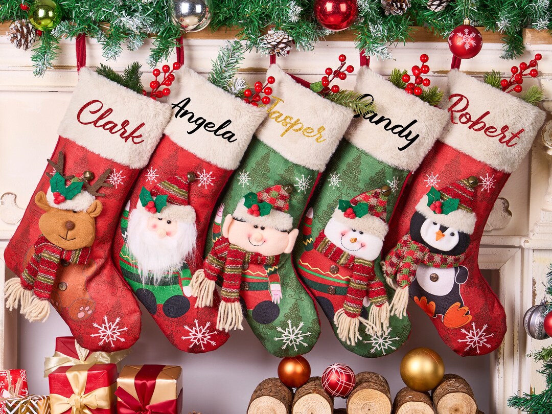 Personalized Christmas Stockings,3-d Plush Character,monogram Stockings ...