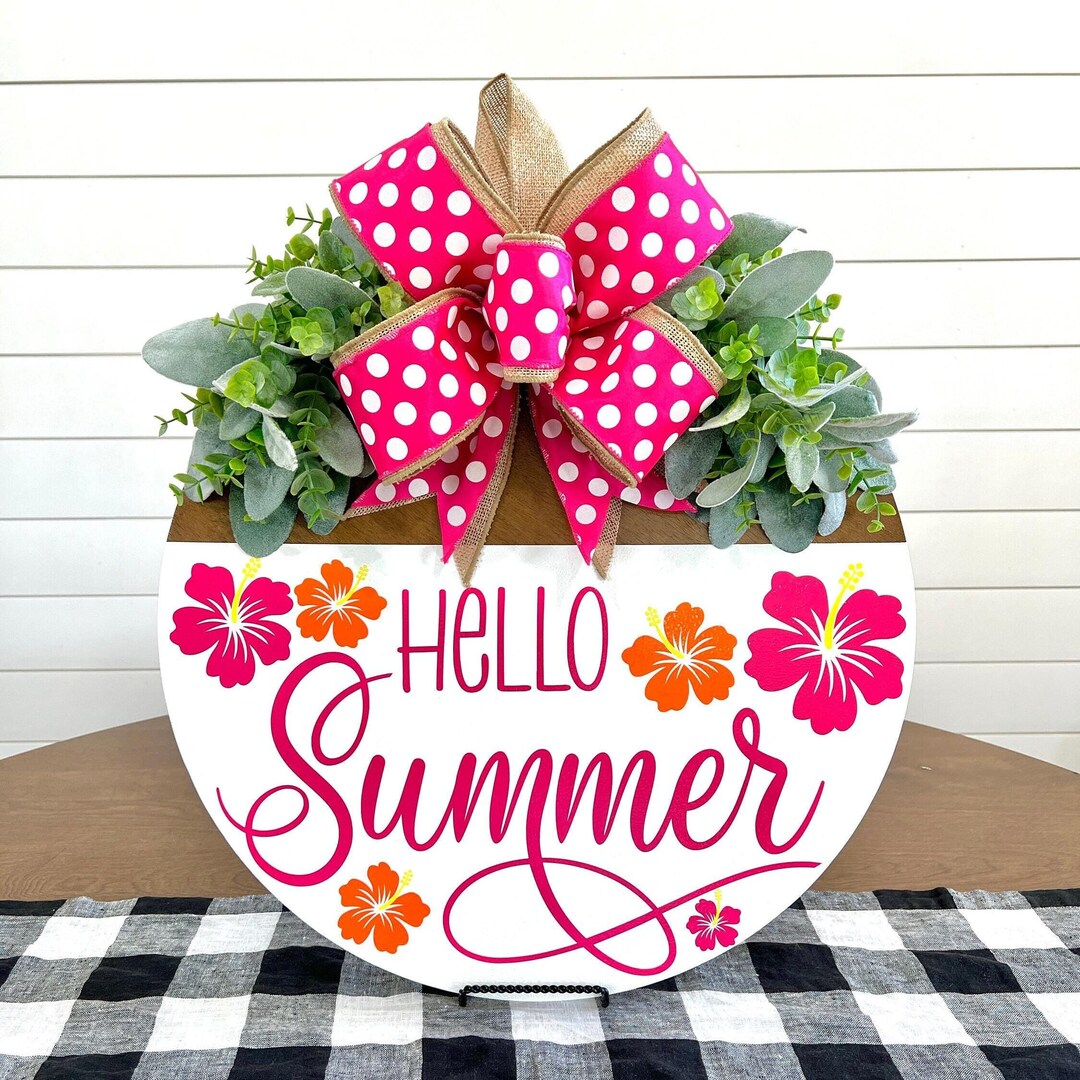 Hello Summer Door Hanger | Summer Wreath | Summer Door Sign | Summer ...