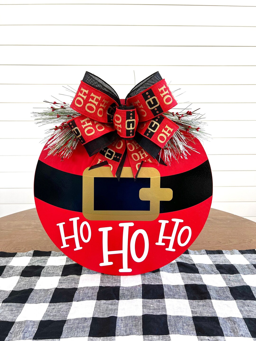 Santa Belt Christmas Door Hanger Christmas Wreath Christmas Sign ...