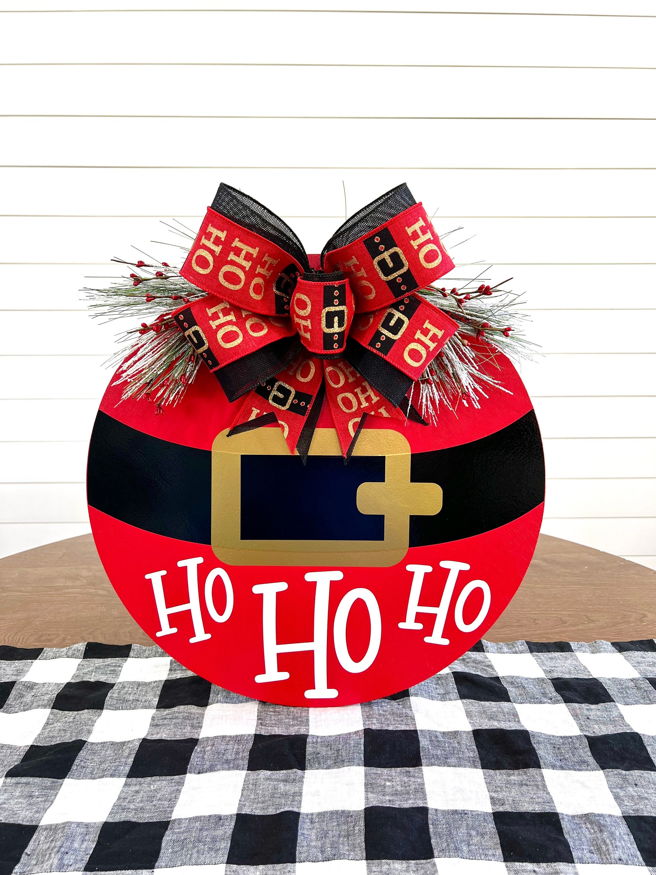 Santa Belt Christmas Door Hanger Christmas Wreath - Etsy