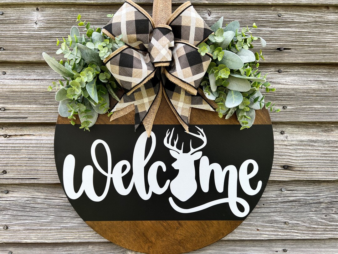 Welcome Deer Door Hanger | Deer Hunting Season | Door Wreath | Fall ...